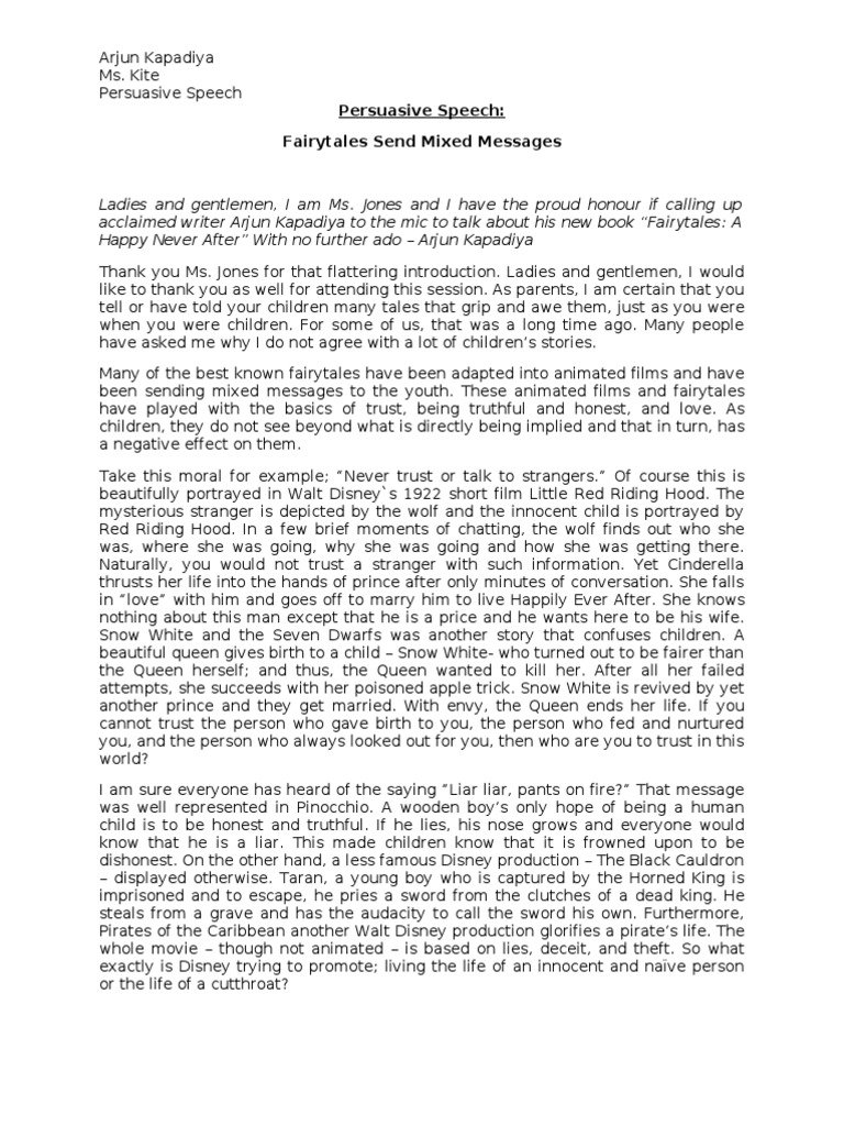 Persuasive Speech | PDF | Esméralda (The Hunchback Of Notre Dame ...