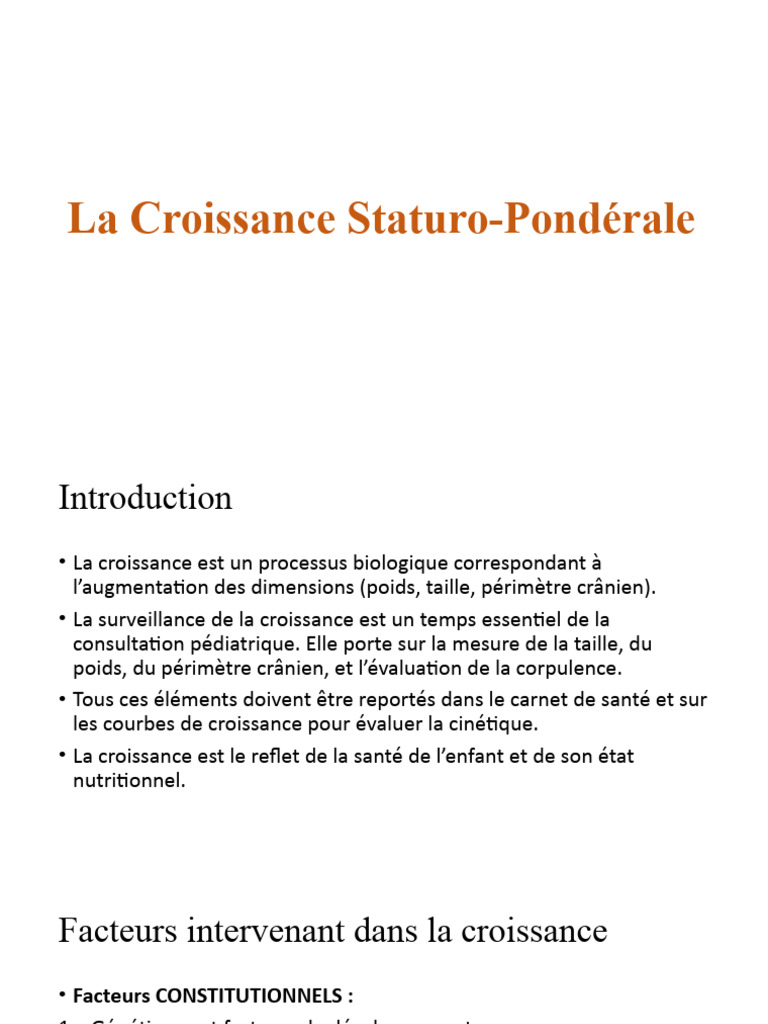 Croissance Staturo-Pondérale | PDF | Puberté | Obésité Croissance Staturo-Pondérale | PDF | Puberté | Obésité