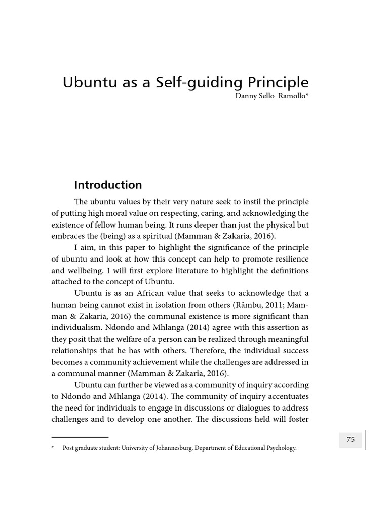 Ubuntu: A Guiding Principle for Wellbeing | PDF | Empathy | Social Psychology