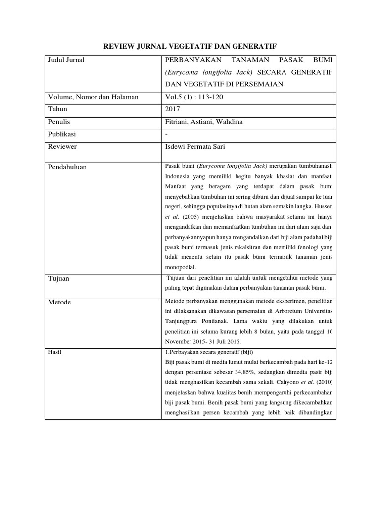 Review Jurnal Vege Dan Gene | PDF