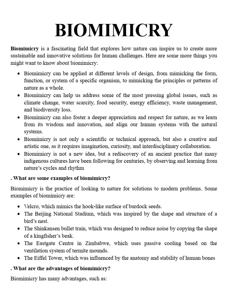 BIOMIMICRY | PDF | Sustainability | Environmental Science