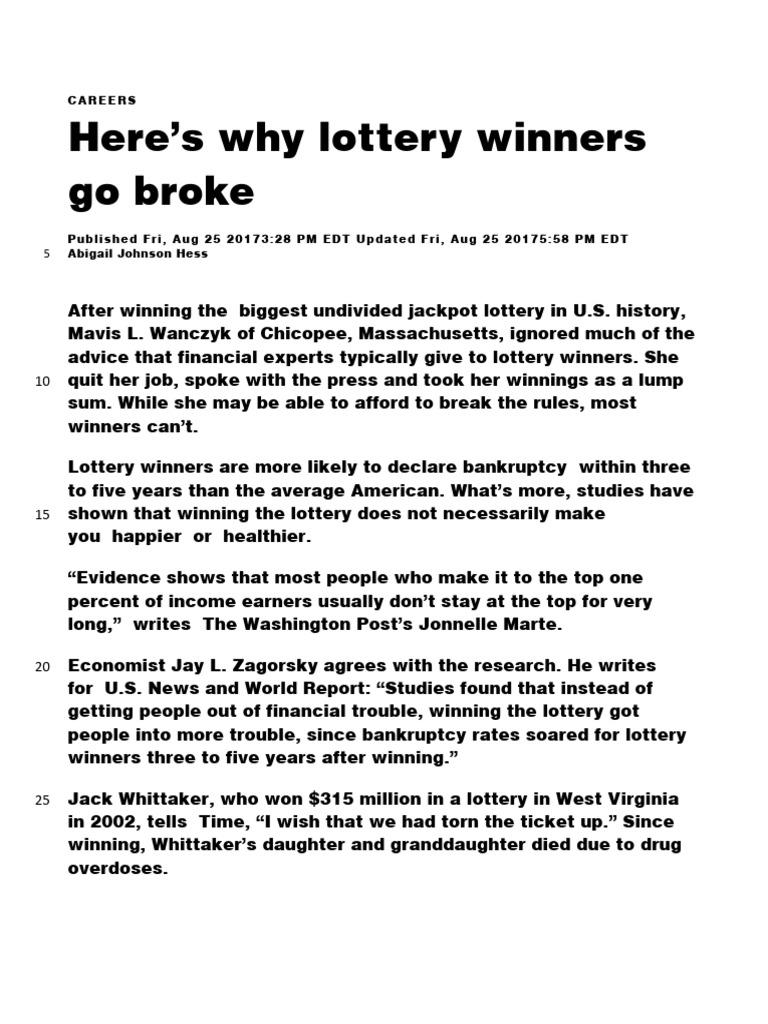 Here's Why Lottery Winners Go Broke TEXT | PDF | Lottery