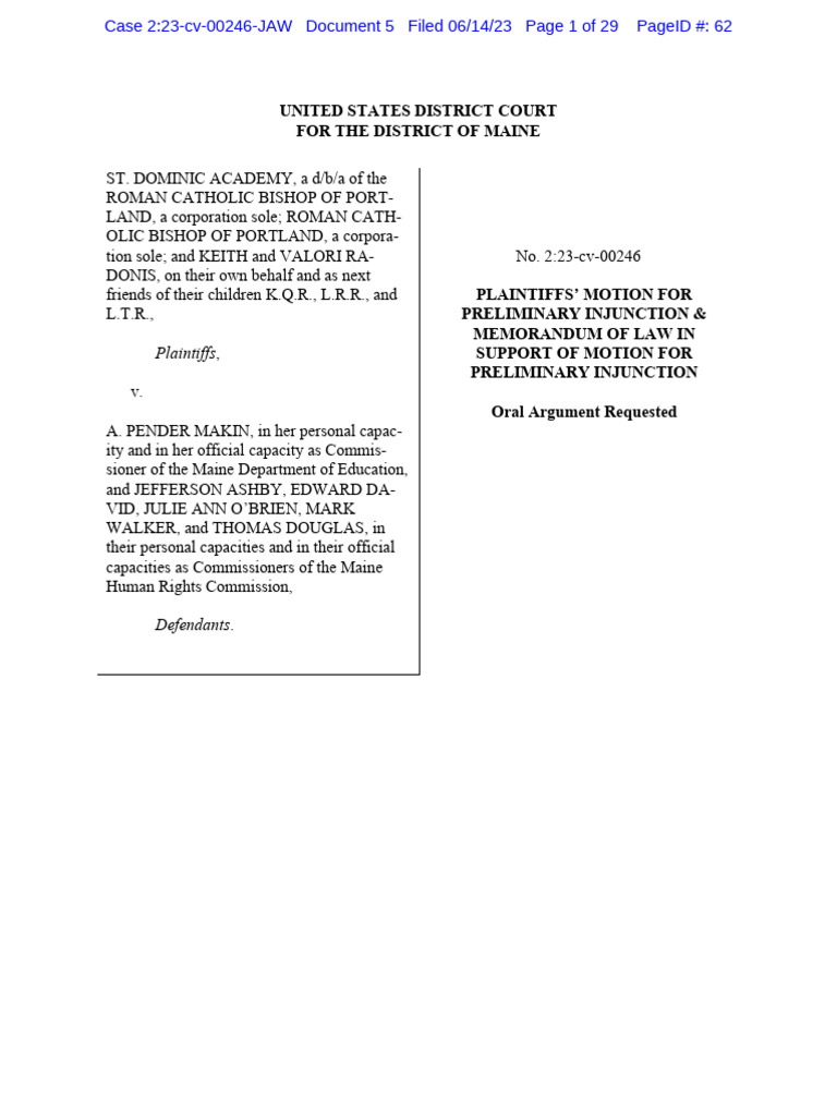St. Dominic Motion For Preliminary Injunction | PDF | Free Exercise ... St. Dominic Motion For Preliminary Injunction | PDF | Free Exercise ...
