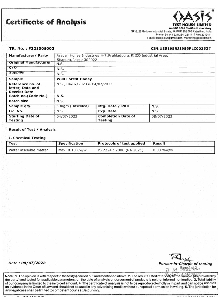 Wild Forest Test Report October | PDF | Sucrose