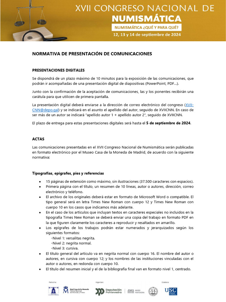 Normativa Presentacion Comunicacions Cas | PDF | Citación | Comunicación escrita