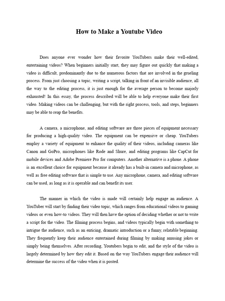 Expository Writing Assignment | PDF | You Tube | Video