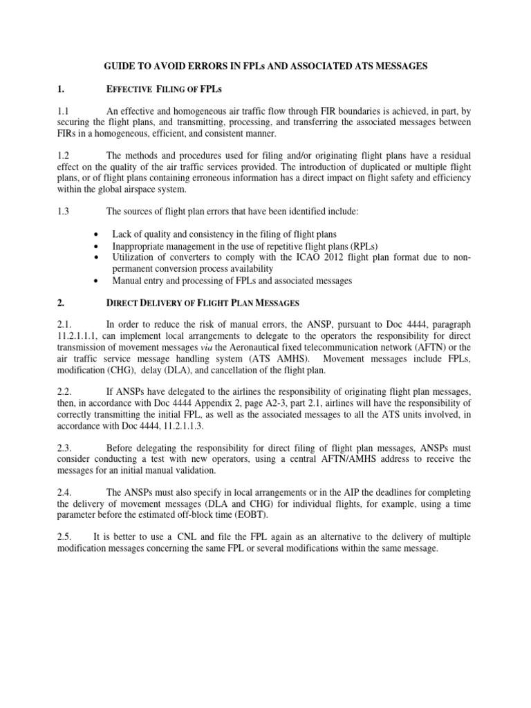 Guide To Avoid Error FPL | PDF | Air Traffic Control | Aviation Safety