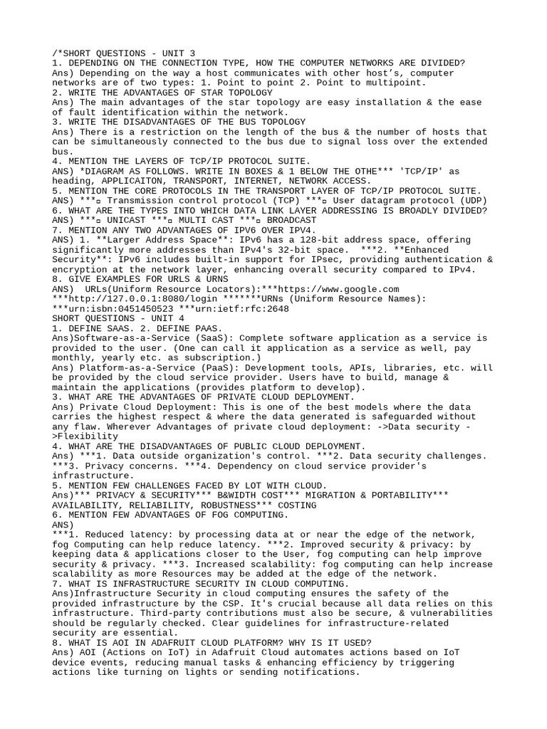 Iot Slips Mid 2 | PDF | Computer Network | Cloud Computing