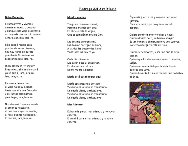 Entrega del Ave María y Cantos a María | PDF | María, madre de Jesús | Amor