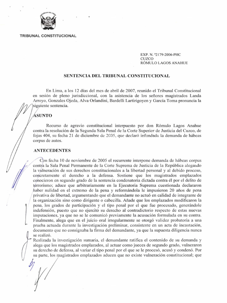 STC 02179-2006-HC | PDF | Ley procesal | Sentencia (ley)