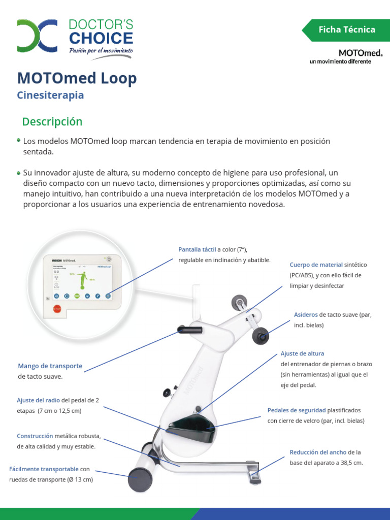 MOTOmed Loop: Pedales de Cinesiterapia | PDF