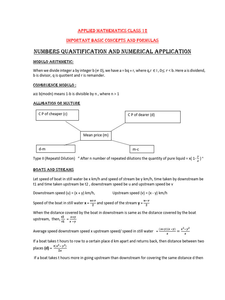 Quick Recap Applied Maths Formula Sheet Class 12 | Download Free PDF | Matrix (Mathematics ...