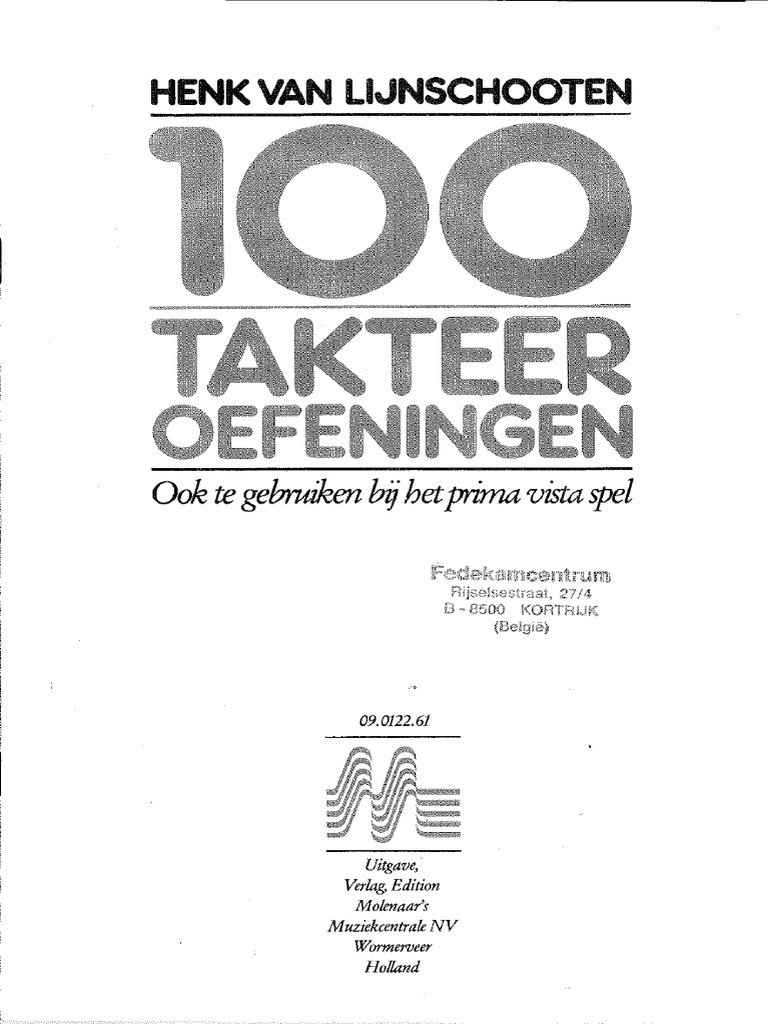 Van Lijnschooten - 100 Takteer Oefeningen | PDF Van Lijnschooten - 100 Takteer Oefeningen | PDF