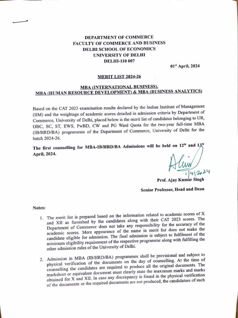 DBE - Merit List 2024-Merged | PDF