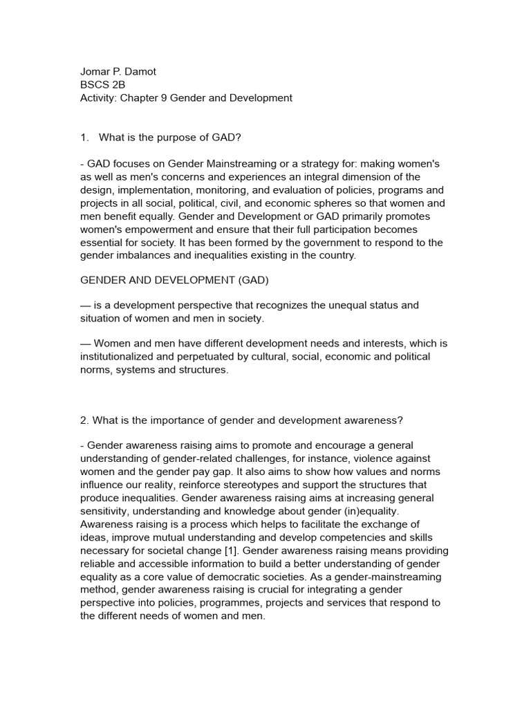 Chapter 9_Gender and Development | PDF | Gender And Development | Gender