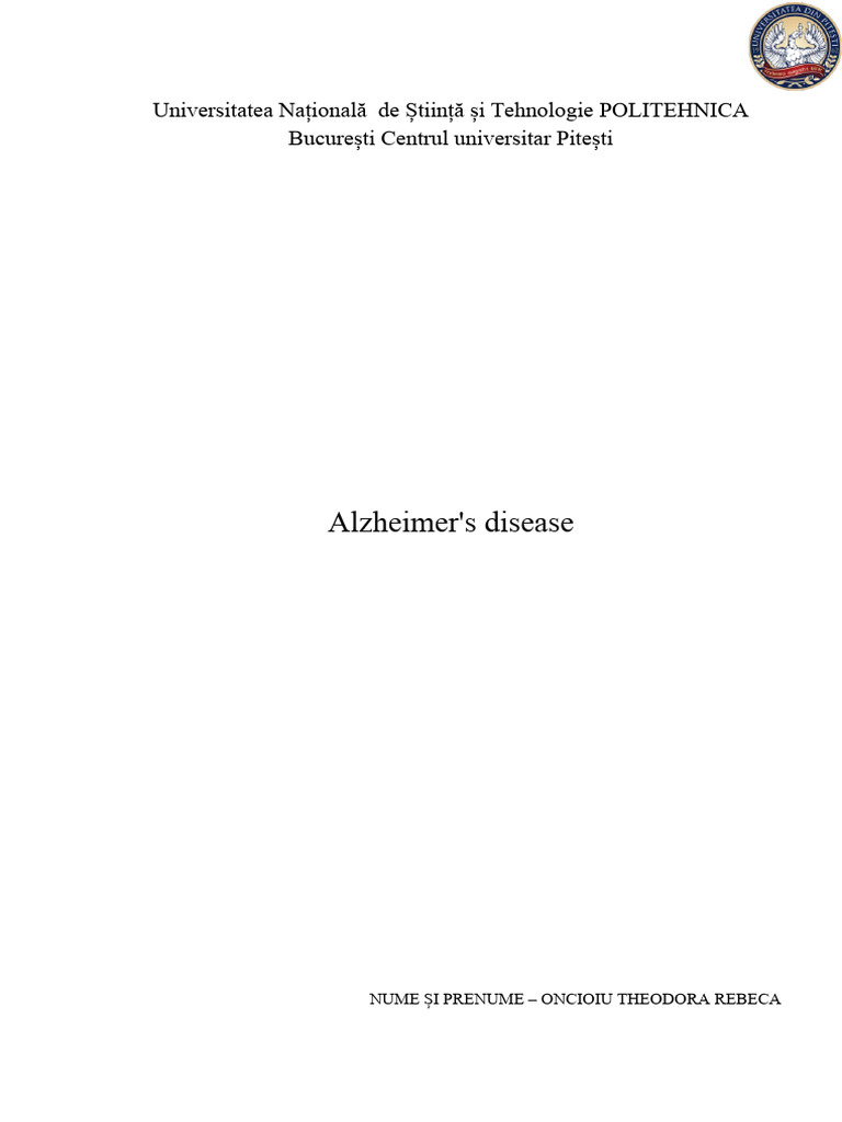 Proiect Engleza | PDF | Alzheimer's Disease | Dementia