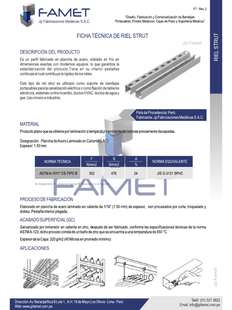 Ficha Técnica Riel Strut GC-1.5 | PDF