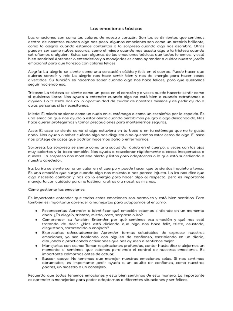 Las Emociones Básicas Pdf Las Emociones Ira