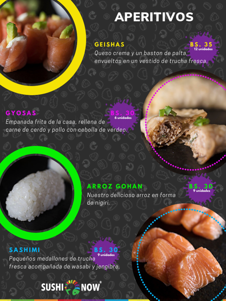Menú Sushi Now | PDF | Alimentos | Cocina