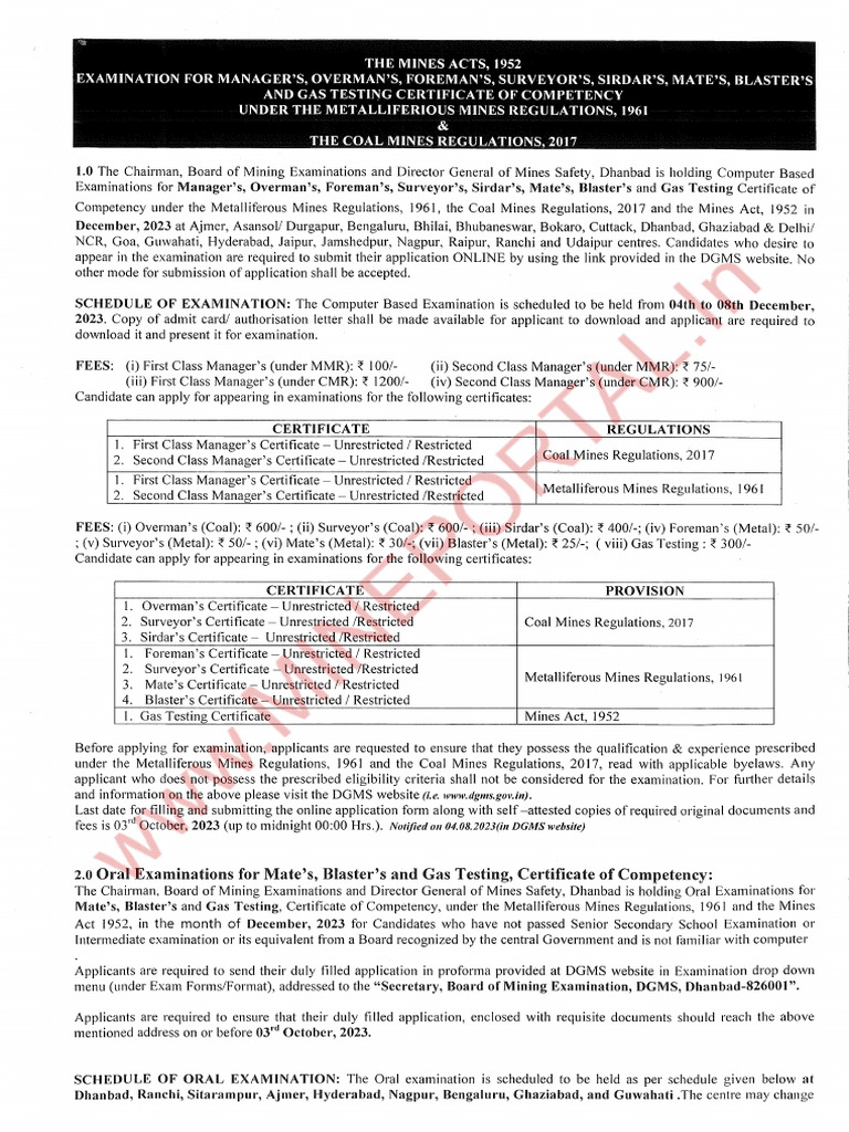 DGMS Exam 2023 Official Notification | PDF