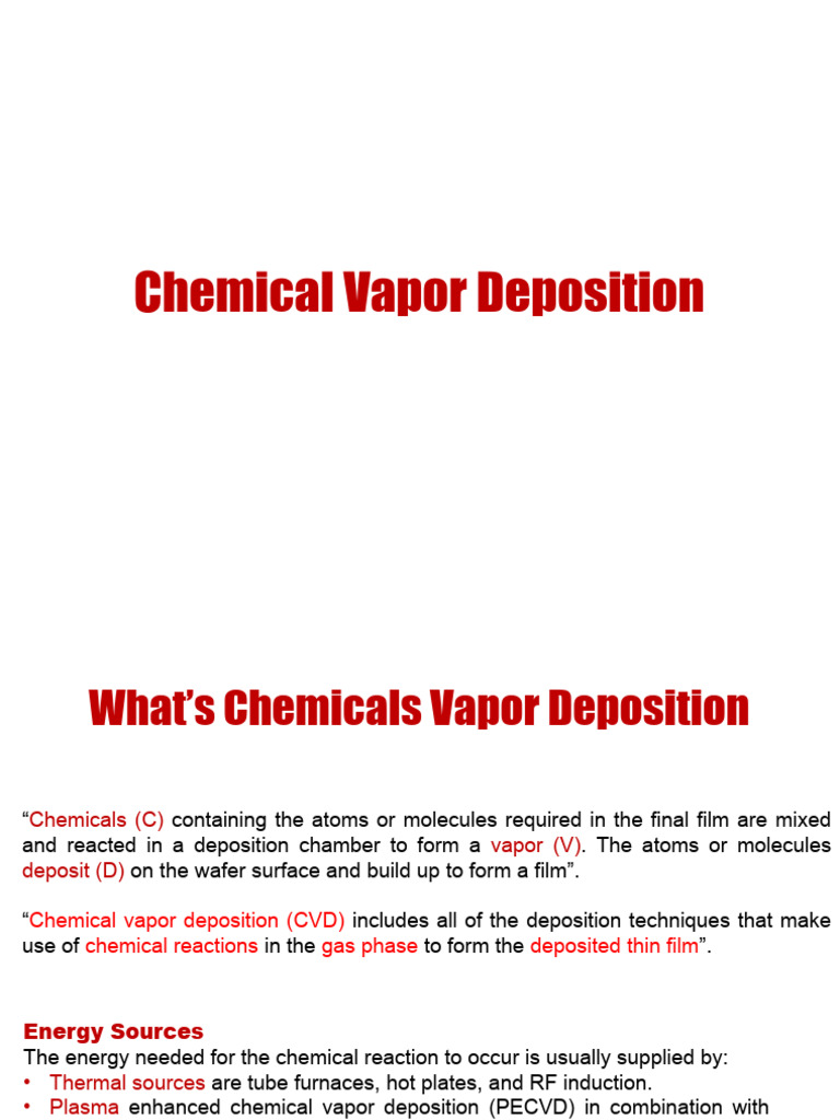 Chemical Vapor Deposition | PDF | Chemical Vapor Deposition | Redox