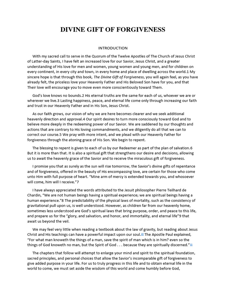 The Divine Gift of Forgiveness Introduction and Chapter 1 | PDF | Jesus | Forgiveness