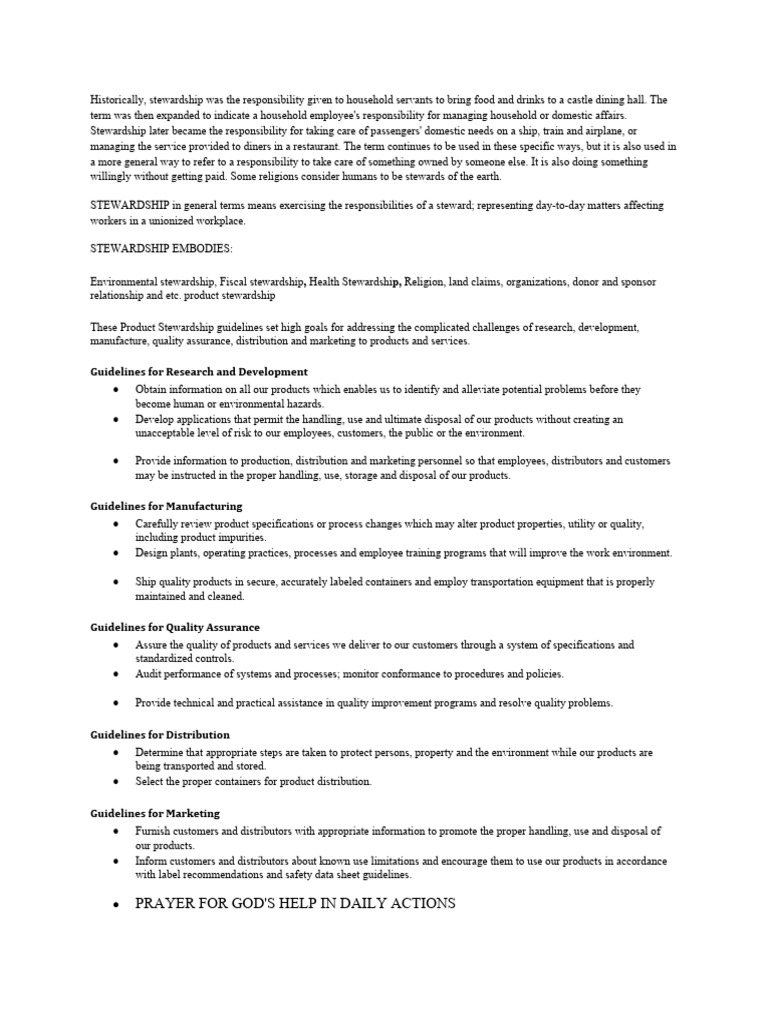 stewardship | PDF | Employment | Waste Management