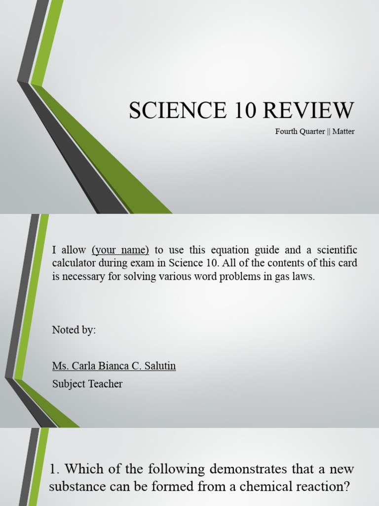 Science 10 Review | PDF | Nucleic Acids | Gases