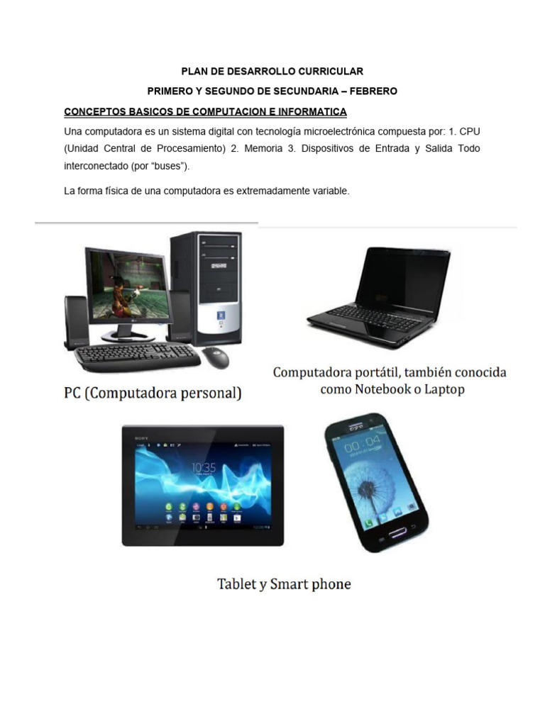 Plan de Clases 1ero y 2do de Secundaria Febrero | PDF | Hardware de la computadora | Sistema ...