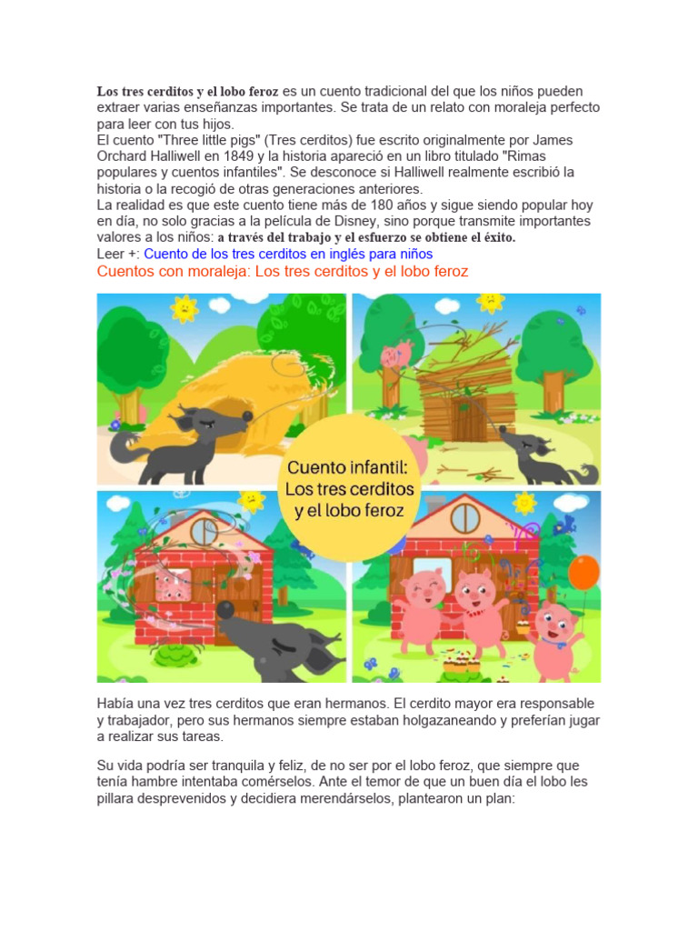 Los Tres Cerditos y El Lobo Feroz | PDF