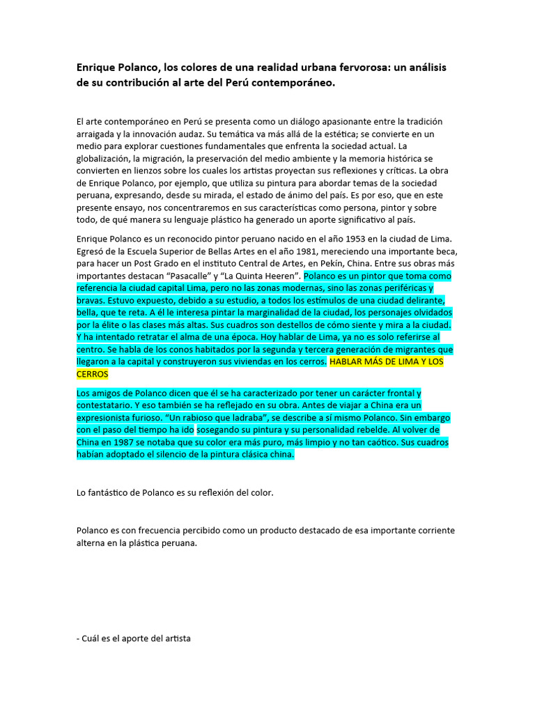 Información sobre Enrique Polanco | PDF | Pinturas | Expresionismo