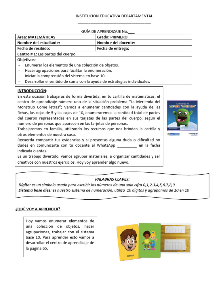 Aprendizaje de Matemáticas para Primer Grado | PDF | Aprendizaje ...
