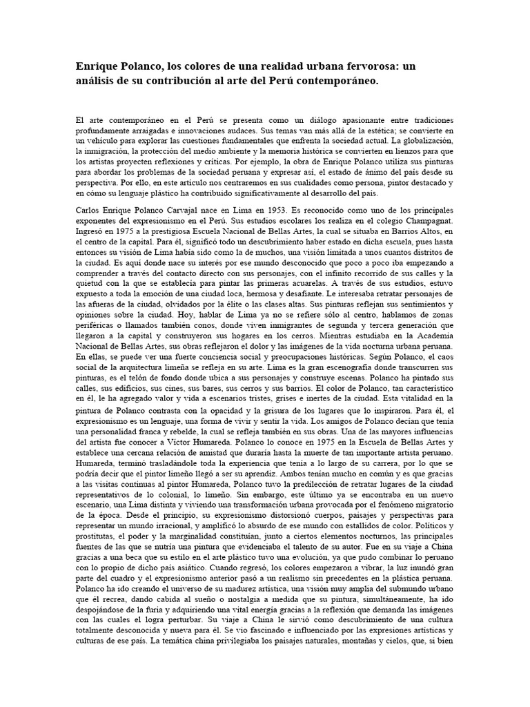 Ensayo Sobre Enrique Polanco | PDF | Expresionismo | Pintura de paisaje