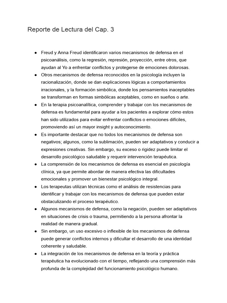Reporte de Lectura del Cap-4 | PDF | Sicología | Psicoanálisis