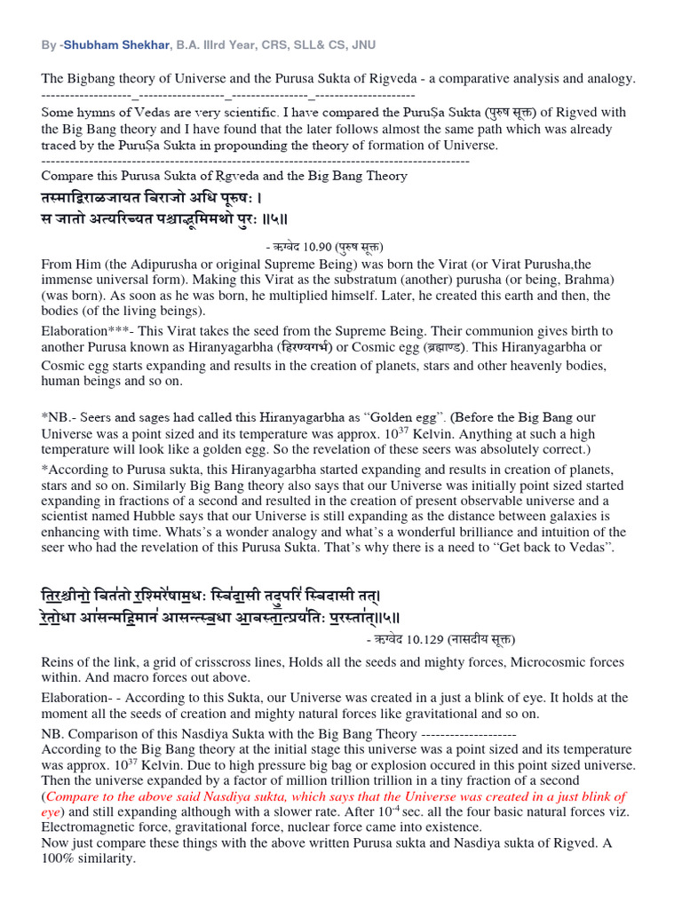 Purusa Sukta and Big Bang Theory (A Comparative Analysis) | PDF ... Purusa Sukta and Big Bang Theory (A Comparative Analysis) | PDF ...