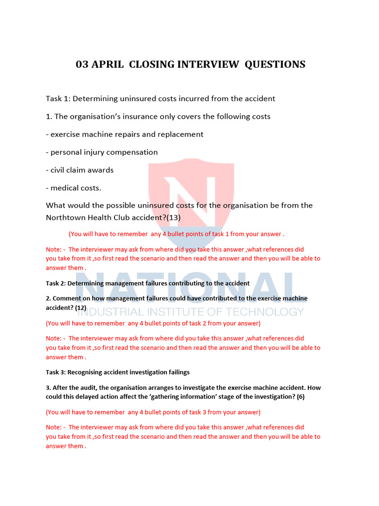 03 APRIL CLOSING INTERVIEW QUESTIONS-1 | PDF