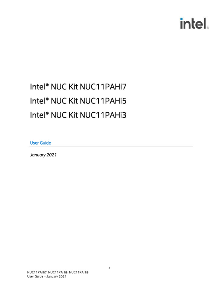 NUC11PAH_Kit_UserGuide | PDF | Solid State Drive | Computer Hardware