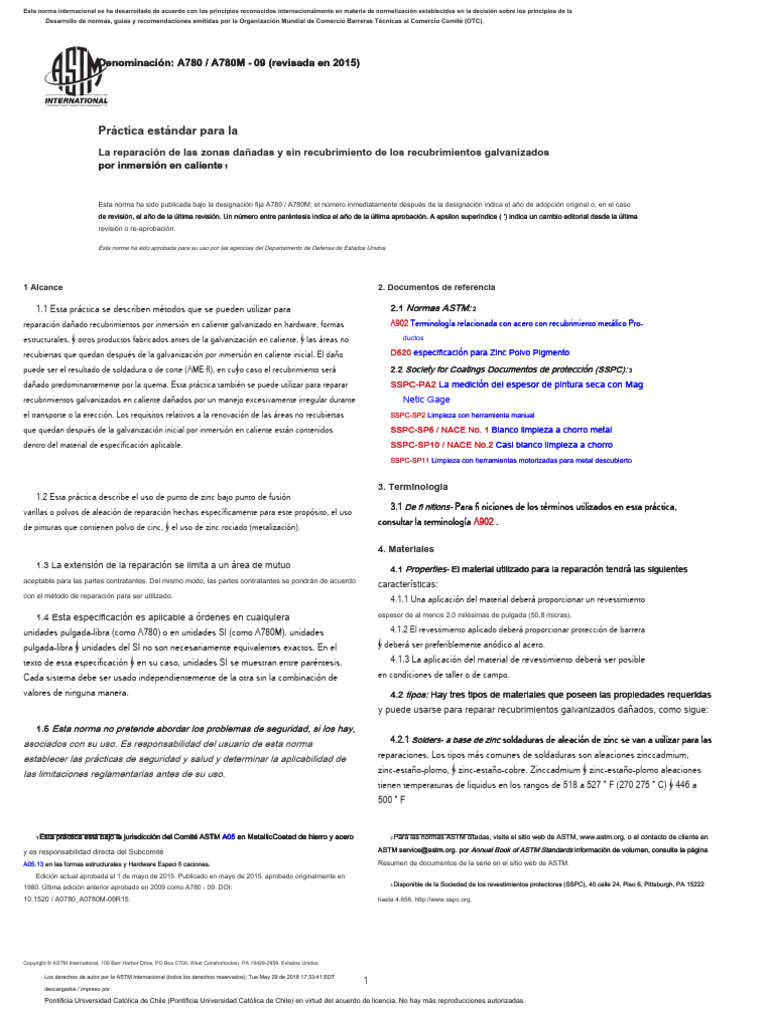 Astm A780-15 | PDF | Revestimiento | Zinc