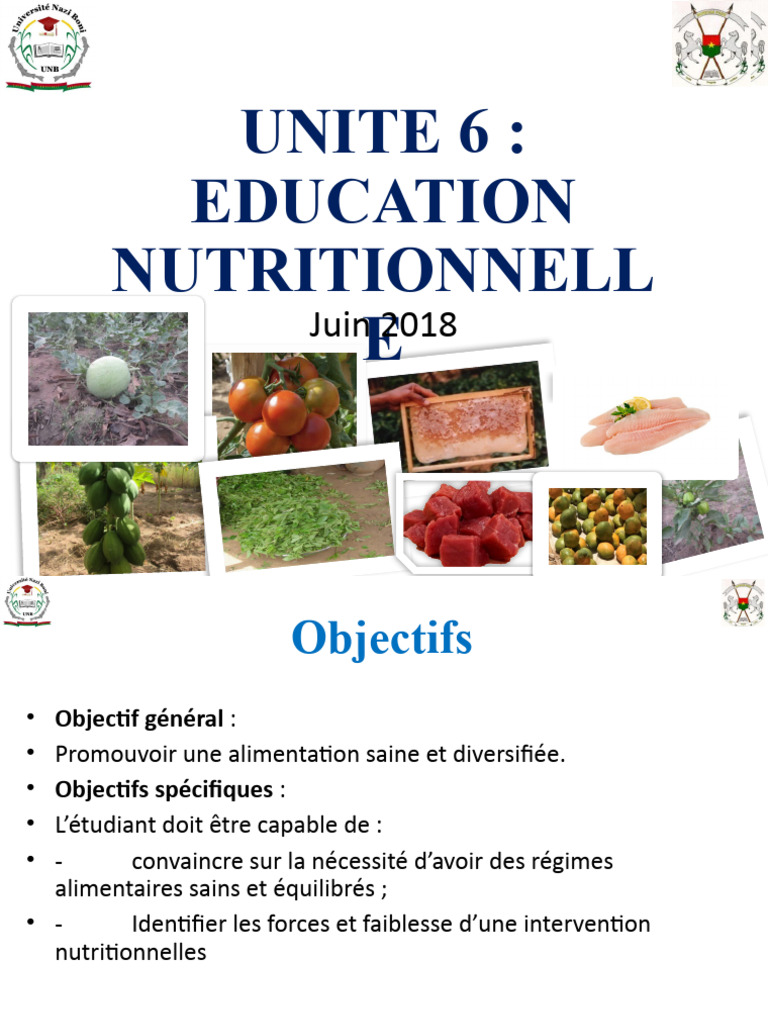 UNITE 6 - Education Nutritionnelle - UNB | PDF | Nourritures | Nutriments