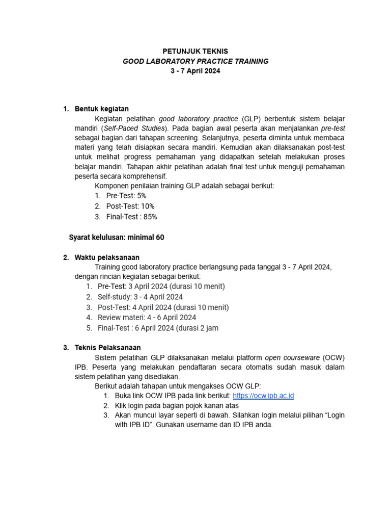 Petunjuk Pelaksanaan GLP 2024 | PDF