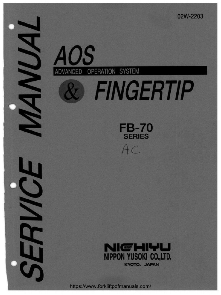 Nichiyu FB70 Forklift Truck General Specification | PDF