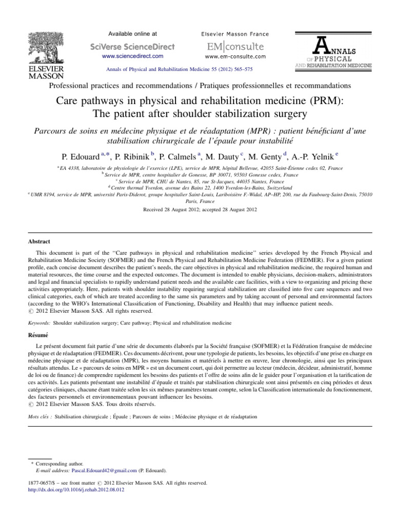 Care Pathways for Shoulder Surgery Recovery | PDF | Physical Therapy ...