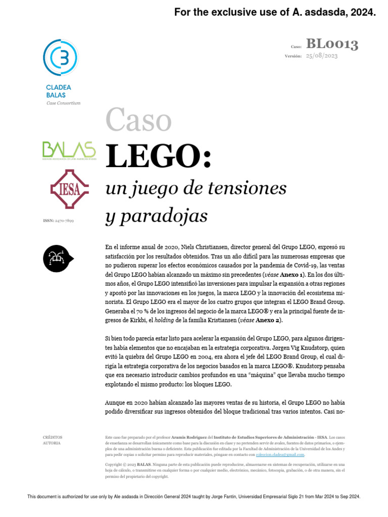 Caso Lego | PDF | Business | Economias