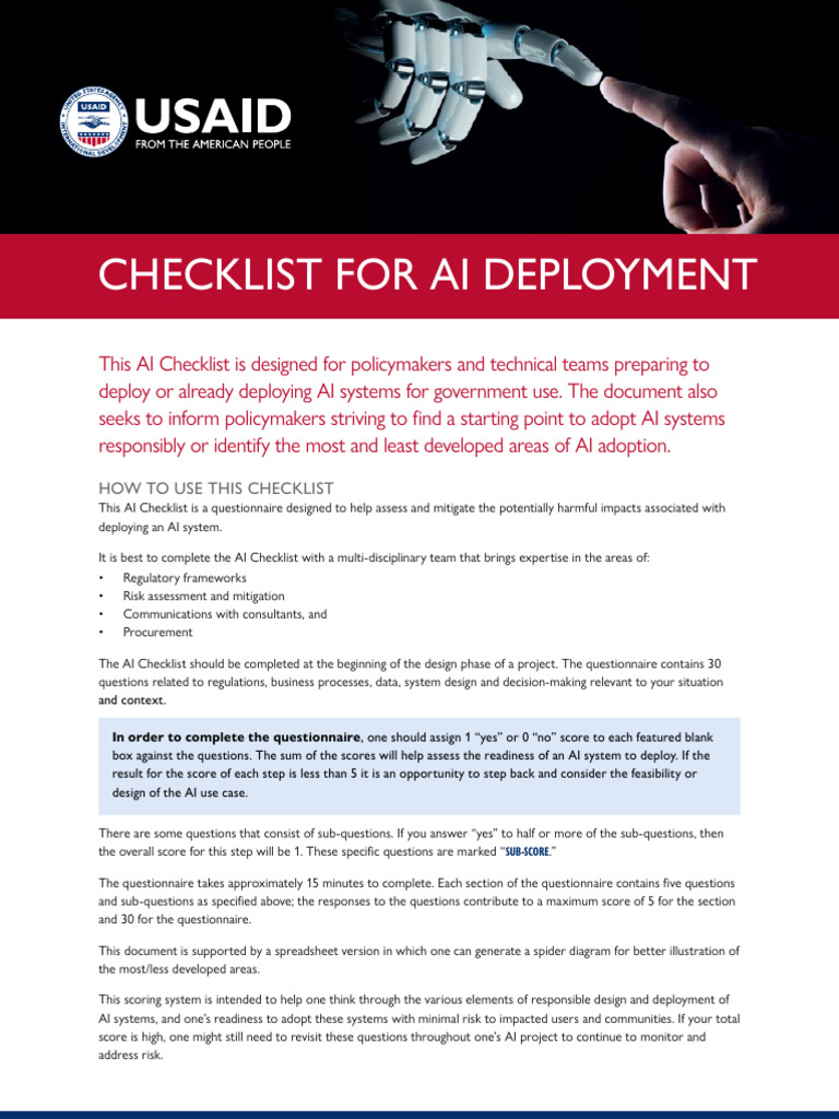 USAID Artificial Intelligence Ethics Checklist | PDF | Artificial ...