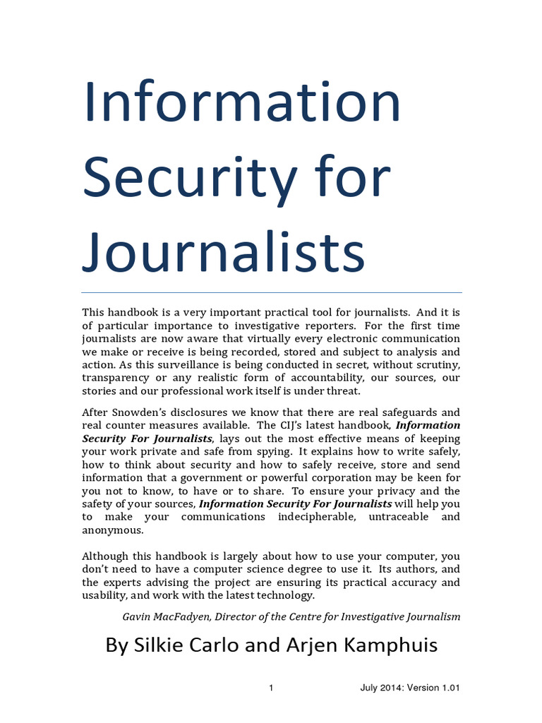 Security For Journalists v1.01 | PDF | Computer Security | Security