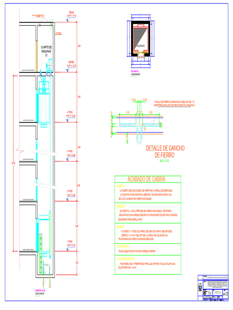 Detalle Ascensor | PDF | Ingeniero civil | Elementos arquitectónicos