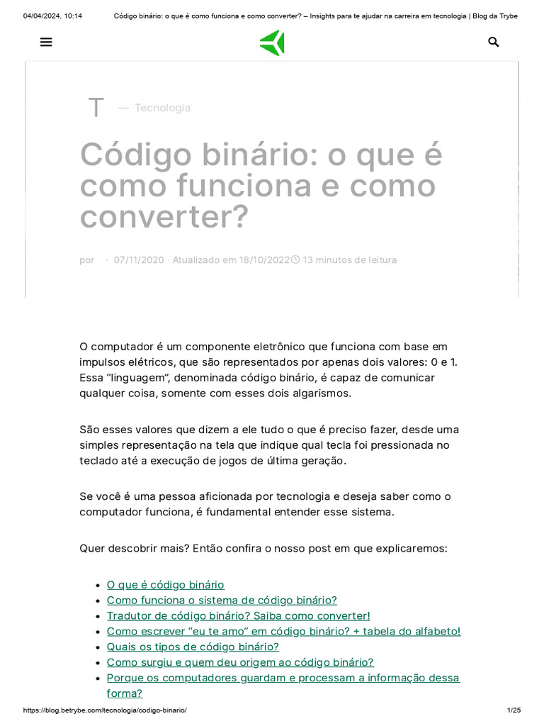 Código Binário - o Que É Como Funciona e Como Converter - Insights para ...