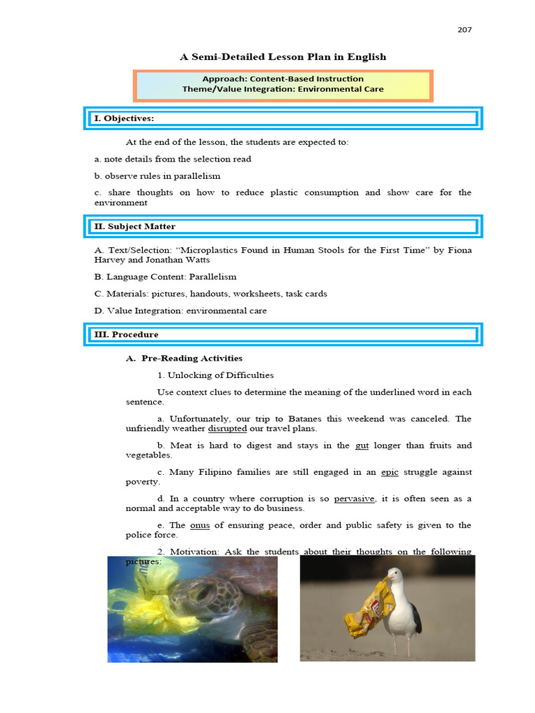English Lesson Plan | PDF