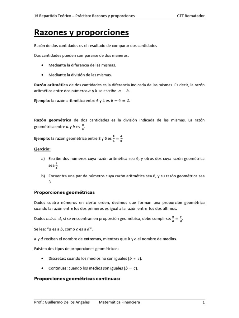 Razones y Proporciones Matemáticas | PDF | Proporción | Matemáticas
