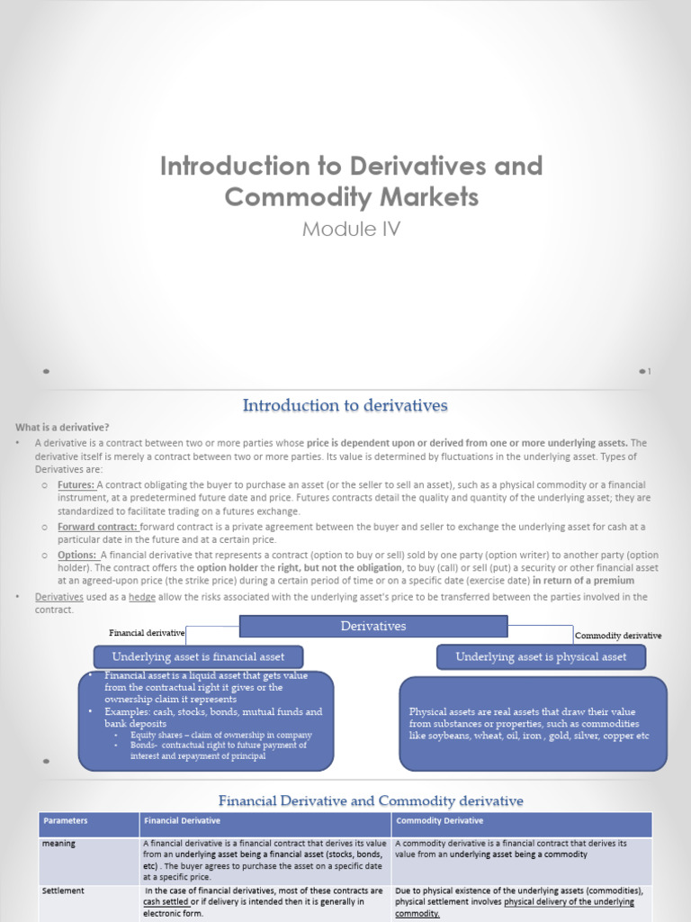 Module 4 - Introduction To Derivatives and Commodity Markets - Student | PDF | Derivative ...